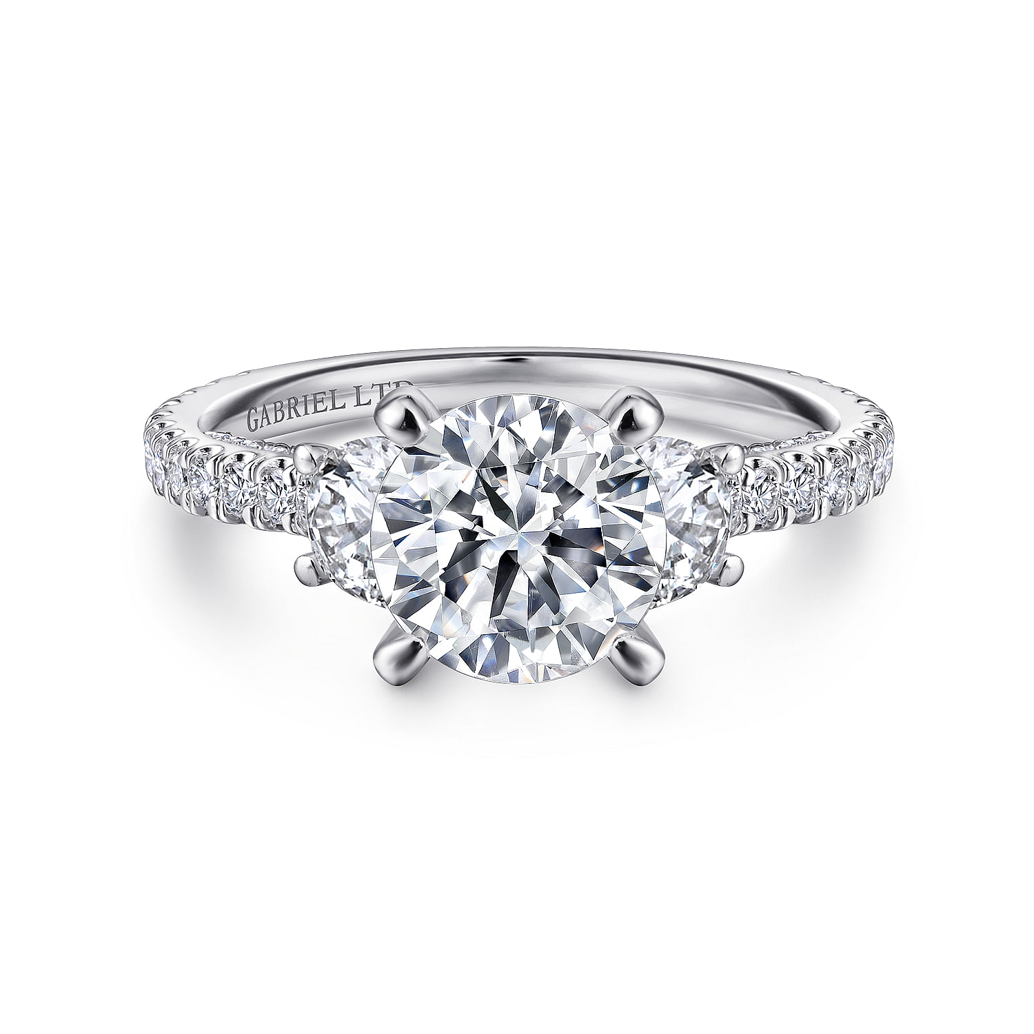 Calais 18K White Gold Round Diamond Engagement Ring