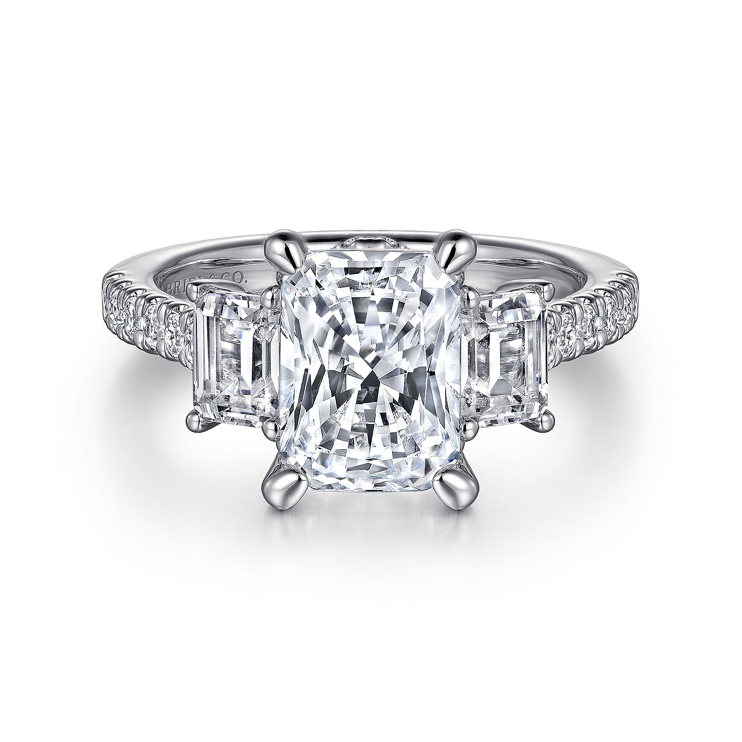 3 stone radiant cut engagement ring store