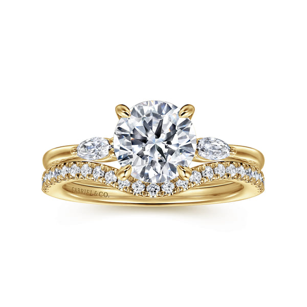 14K Yellow Gold Round Three Stone Diamond Engagement Ring @ $1775. Shop ...