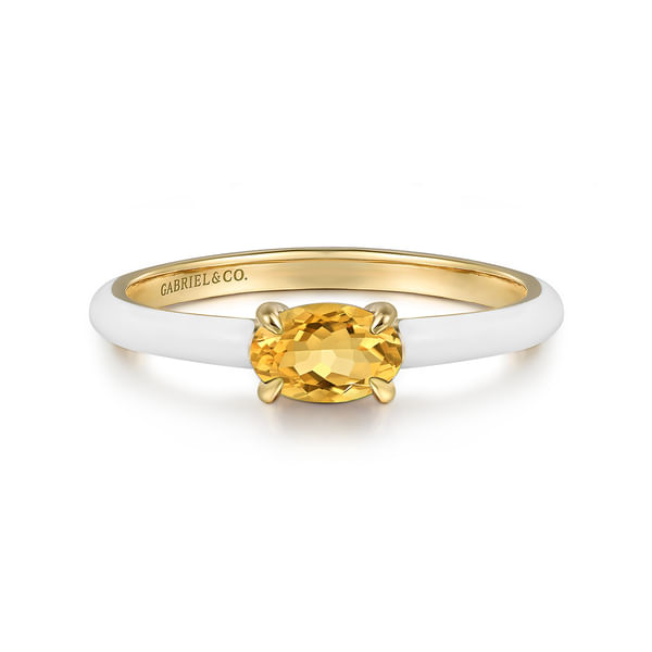 14K Yellow Gold Citrine Stackable Ring with White Enamel @ $415. Shop ...