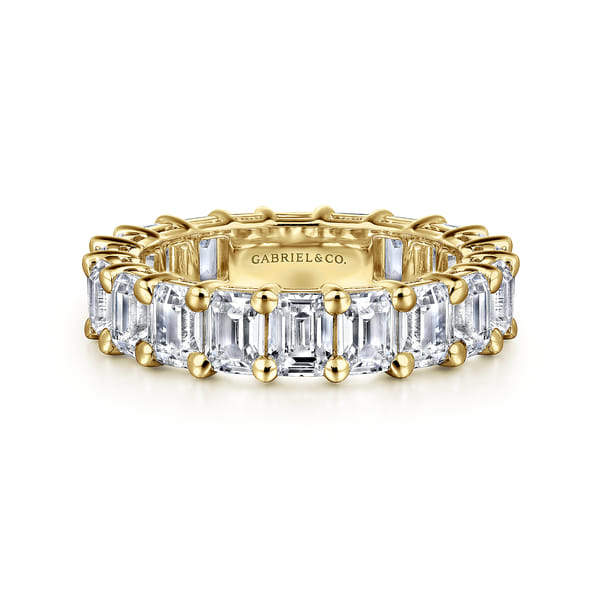 14K Yellow Gold Shared Prong Emerald Cut Diamond Eternity Band @ $17000 ...