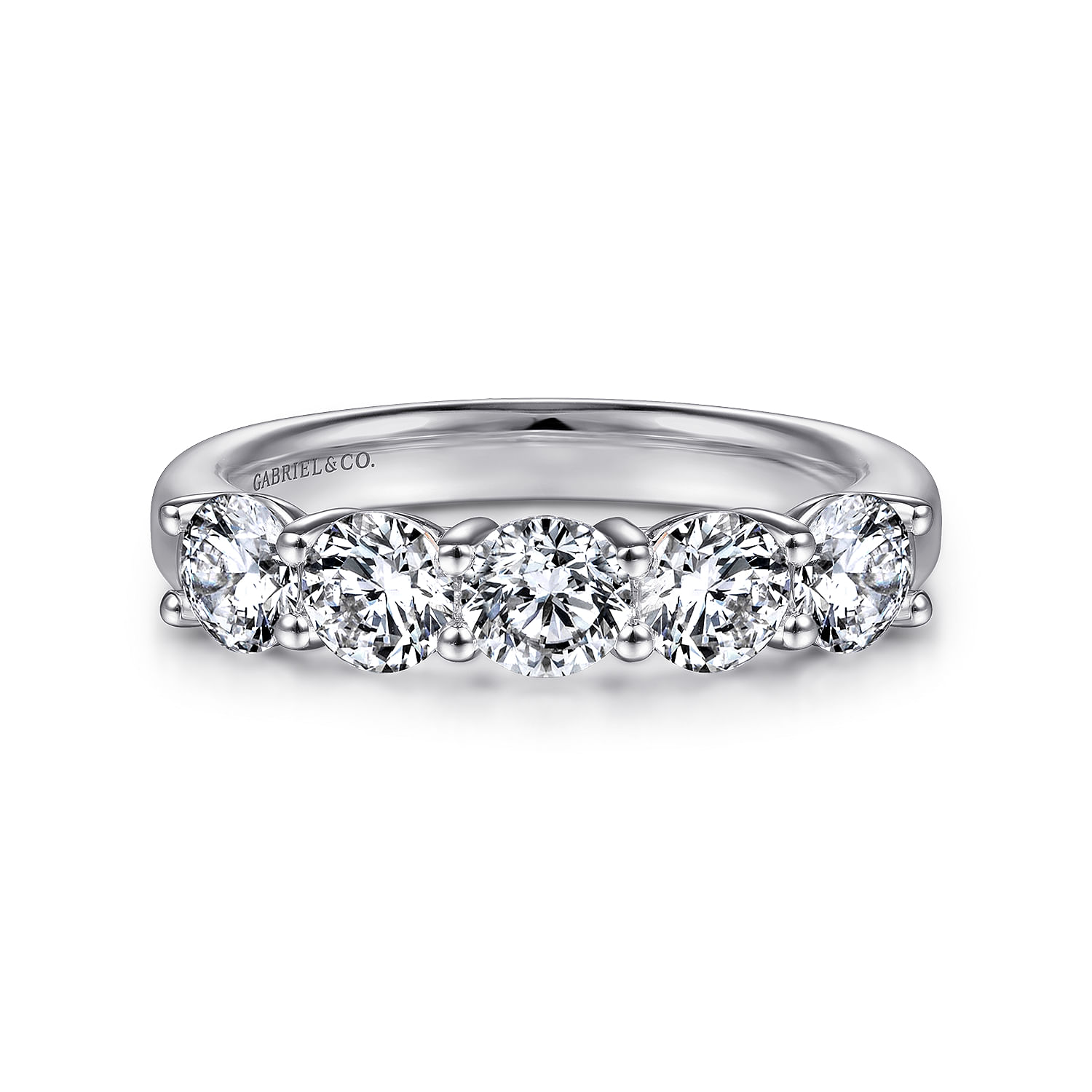 14K White Gold 5 Stone Diamond Anniversary Band 9400. Shop Jewelry Gabriel Co