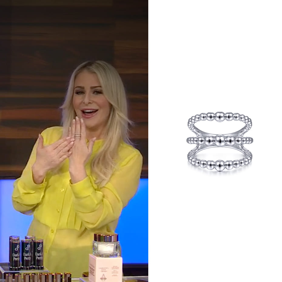 Go-to-girlfriend Sadie Murray wearing a Gabriel & Co. ring to KTVU