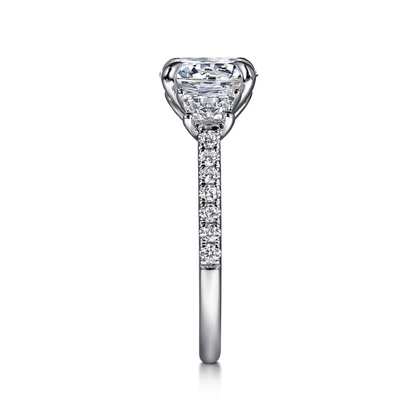 14K White Gold Round Three Stone Lotus Diamond Engagement Ring @ $6100 ...