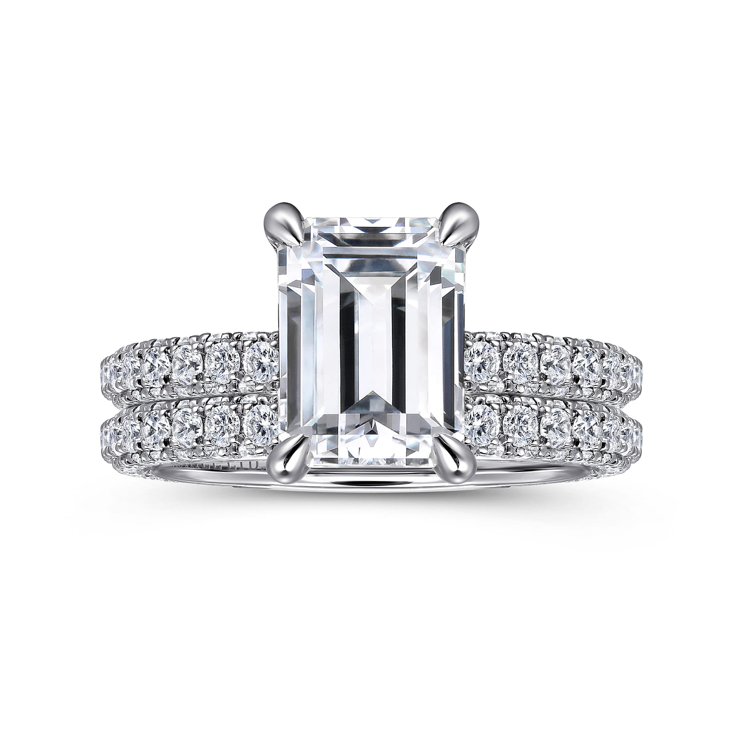 Ivonne - 18k White Gold 3 Carat Emerald Cut Straight Natural Diamond ...