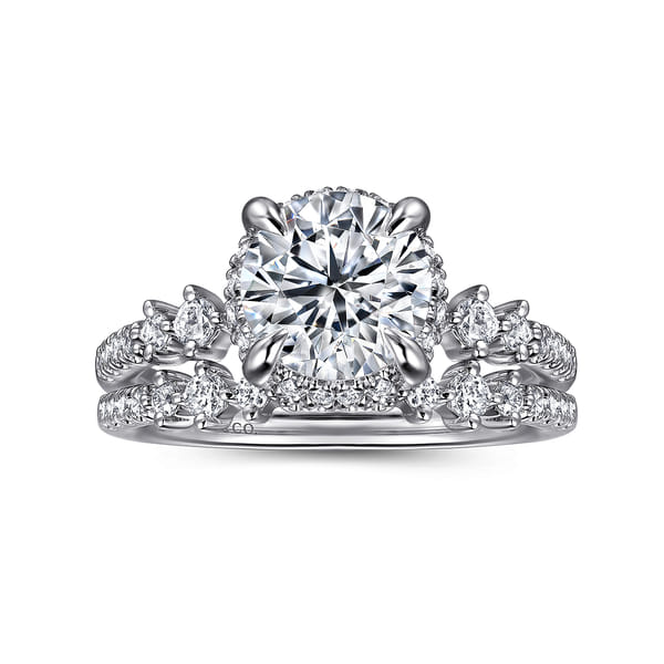 14K White Gold Round Hidden Halo Diamond Engagement Ring @ $1500. Shop ...