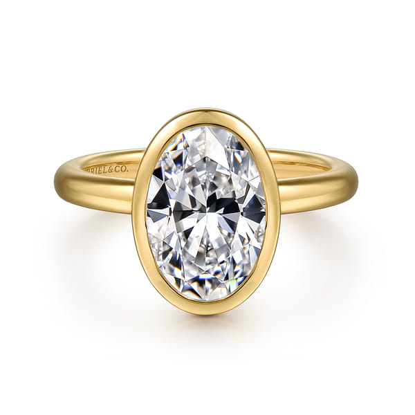 14K Yellow Gold Oval Bezel Set Diamond Engagement Ring @ $1075. Shop ...