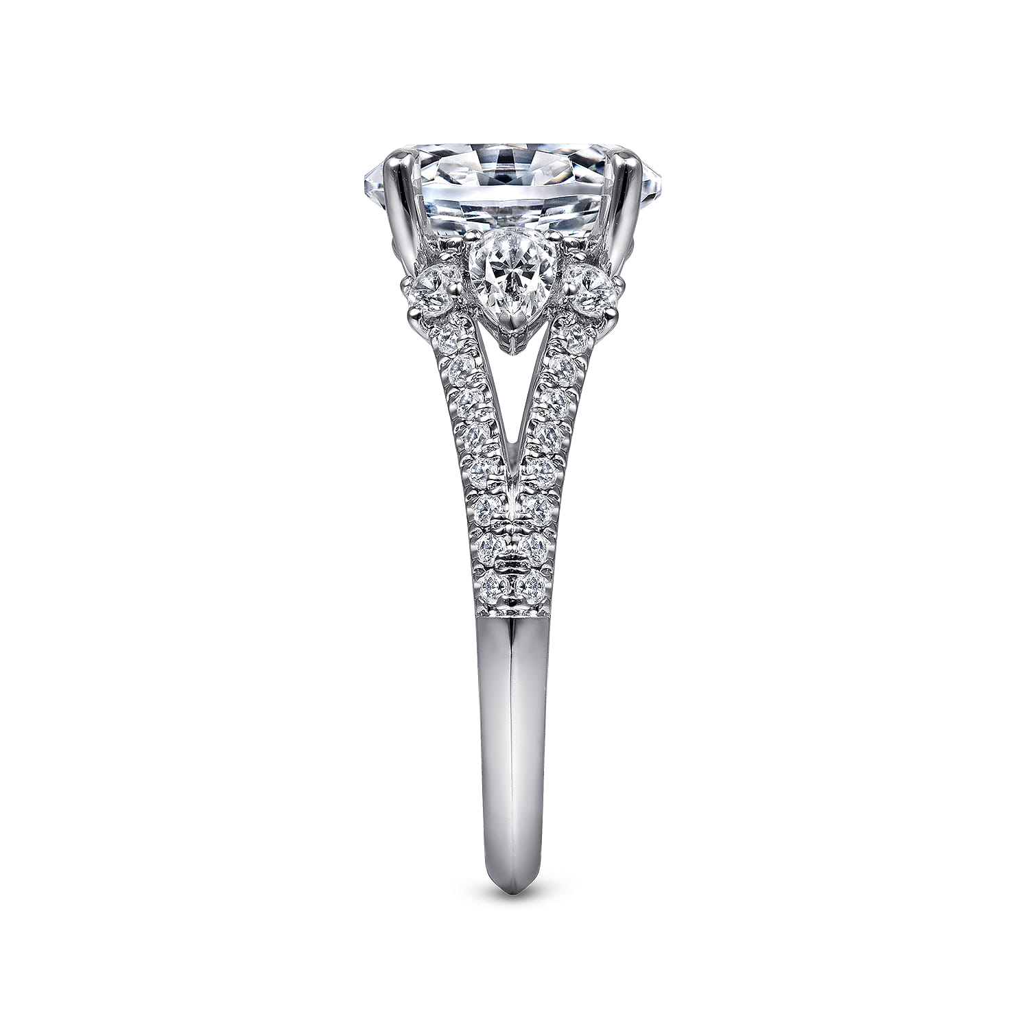 Merida - 14k White Gold 2 Carat Oval 3 Stone Natural Diamond Engagement ...