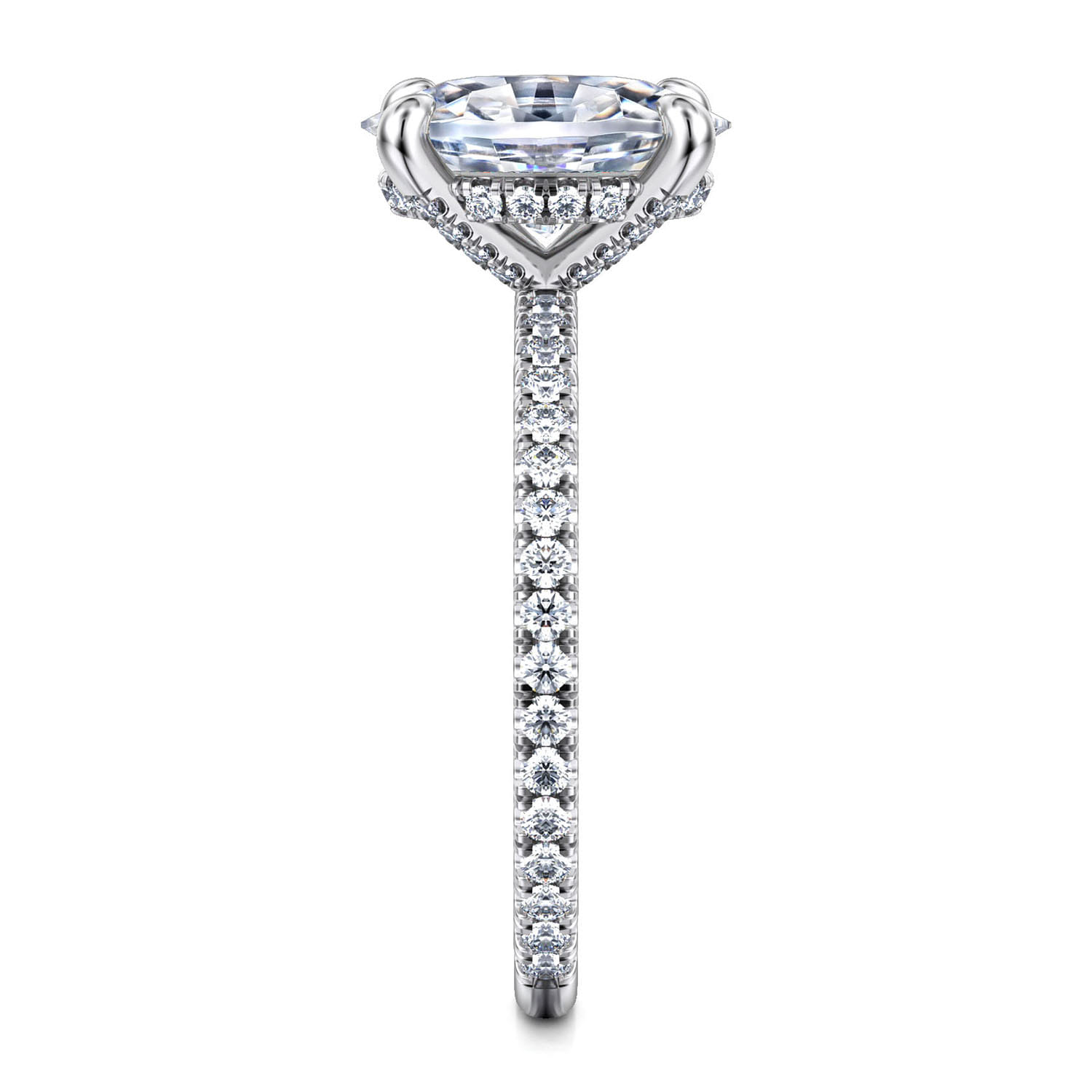 Noa - 14k White Gold 2 Carat Oval Straight Natural Diamond Engagement Ring @ $2525 | Gabriel & Co.