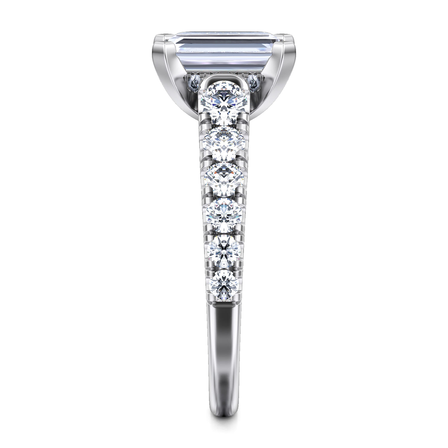 Piper - 14k White Gold 2 Carat Emerald Cut Straight Natural Diamond ...