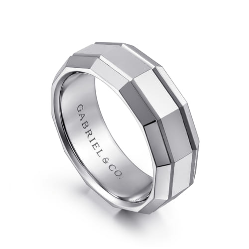 Ray - 14k White Gold 8mm Wide Band Signature Mens Wedding Band @$2775 ...