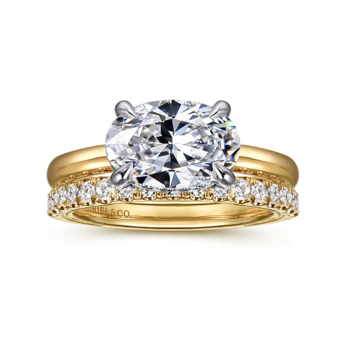 Sandi - 14k Yellow & white Gold 2 Carat Oval Hidden Halo Natural ...