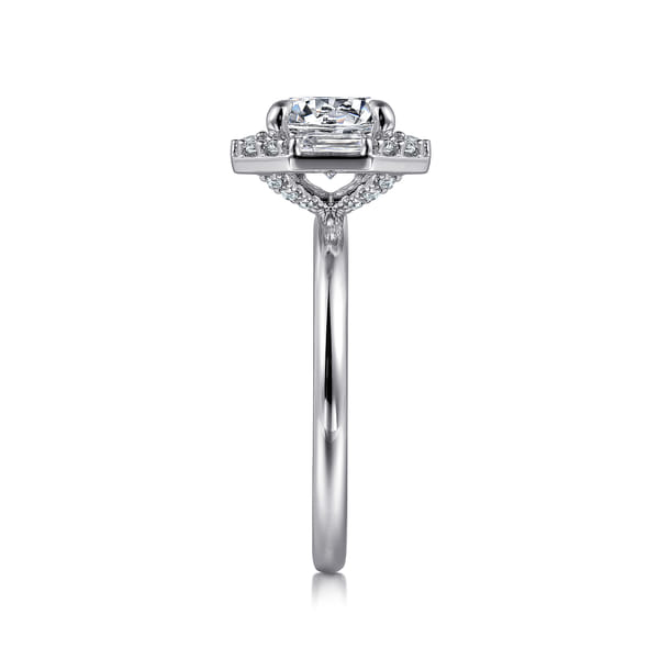 14K White Gold Round Hidden Halo Diamond Engagement Ring @ $4050. Shop ...