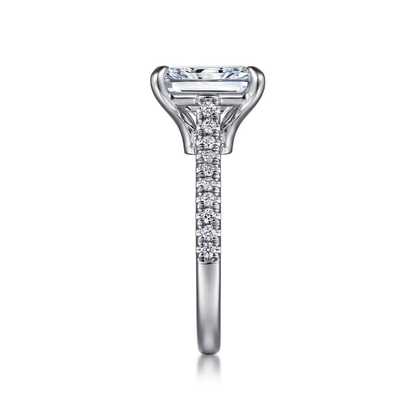 14K White Gold Rectangular Radiant Cut Diamond Engagement Ring @ $1925 ...
