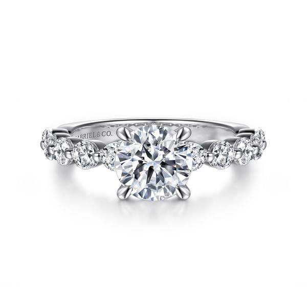 14K White Gold Round Single Prong Diamond Engagement Ring @ $3600. Shop ...