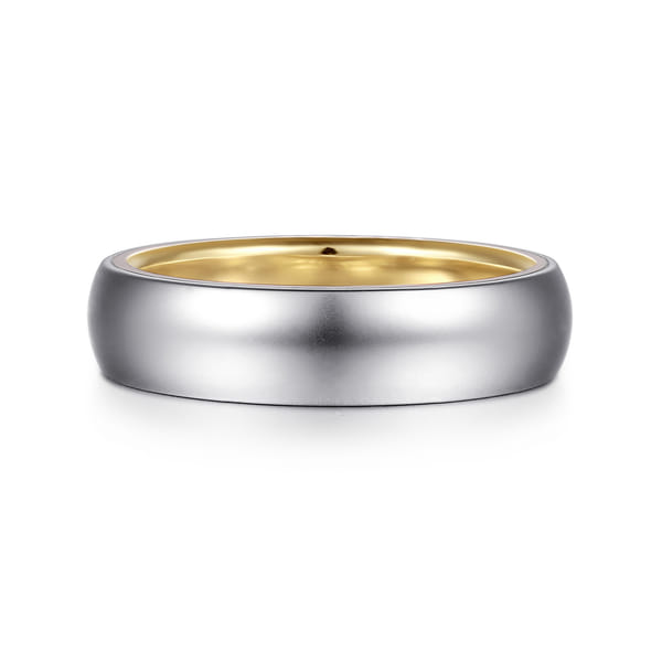 14K White-Yellow Gold 6mm Mens Wedding Band in Sand Blast Finish ...