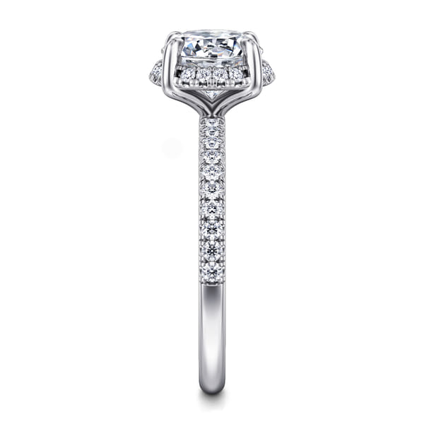 14K White Gold Round Hidden Halo Diamond Engagement Ring @ $1875. Shop ...