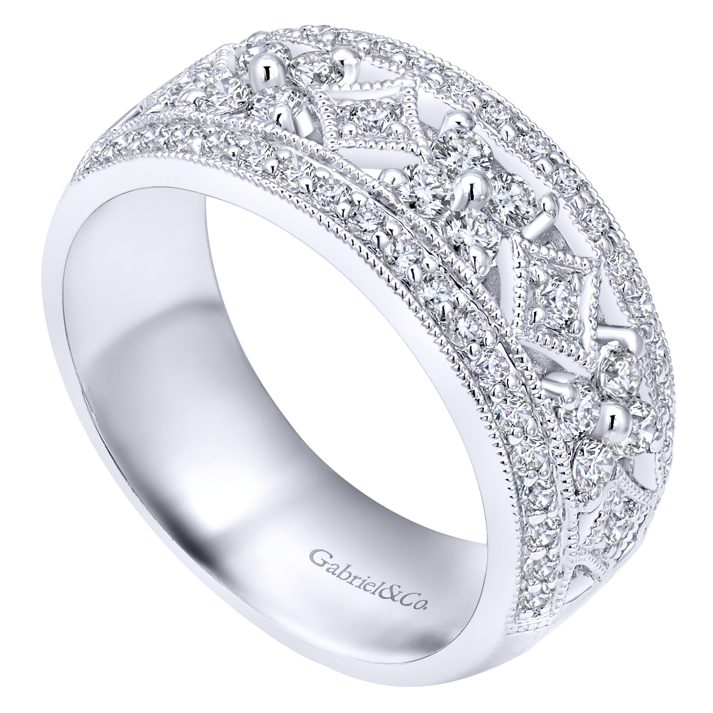 Vintage 14K White Gold Diamond Openwork Wide Band Ring @ $3350. Shop ...