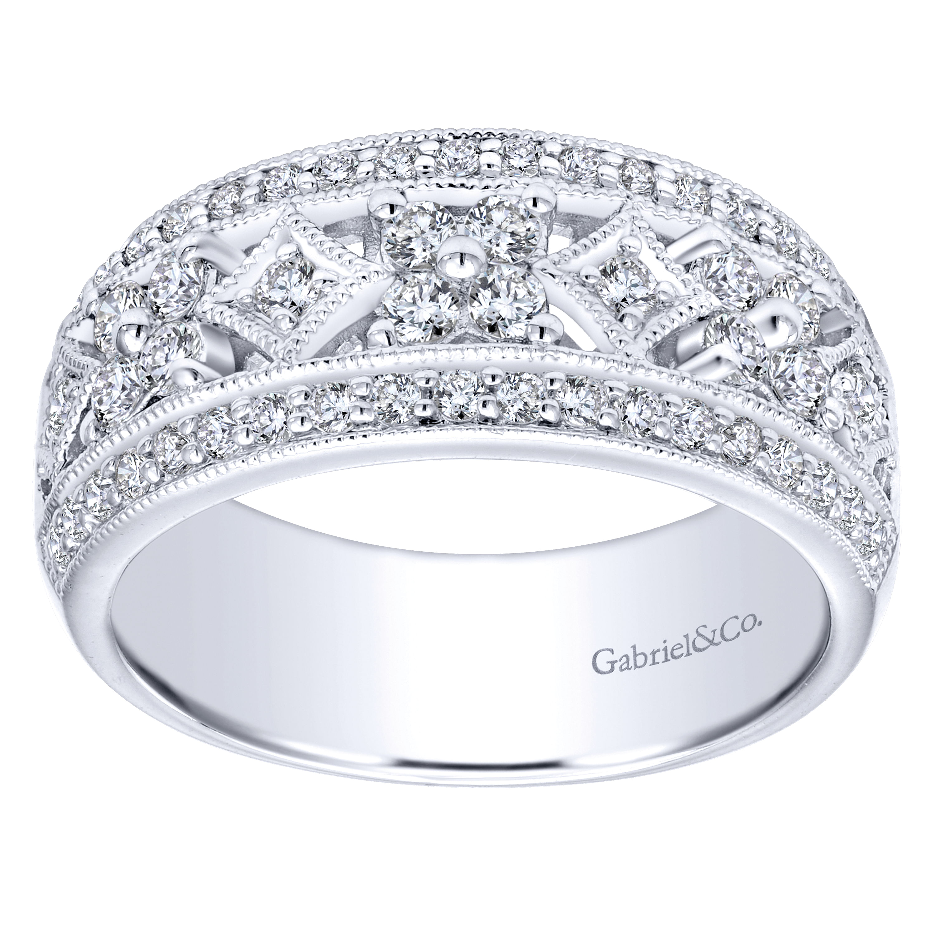 Vintage 14K White Gold Diamond Openwork Wide Band Ring @ $3350. Shop ...