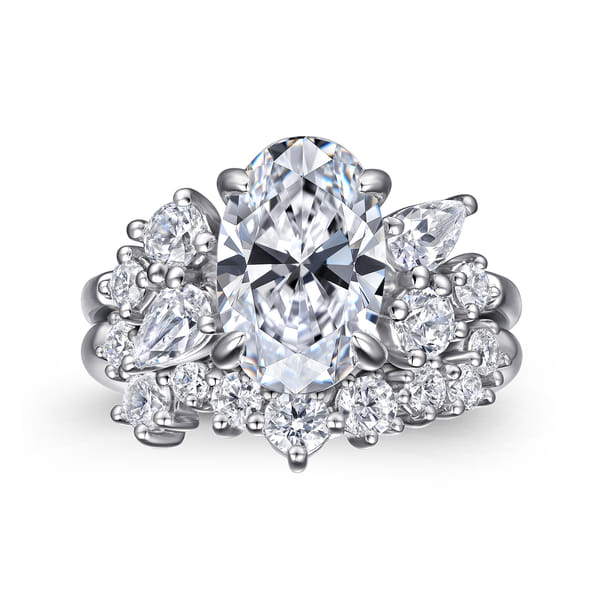 14K White Gold Asymmetrical Burst Oval Diamond Engagement Ring @ $6000 ...