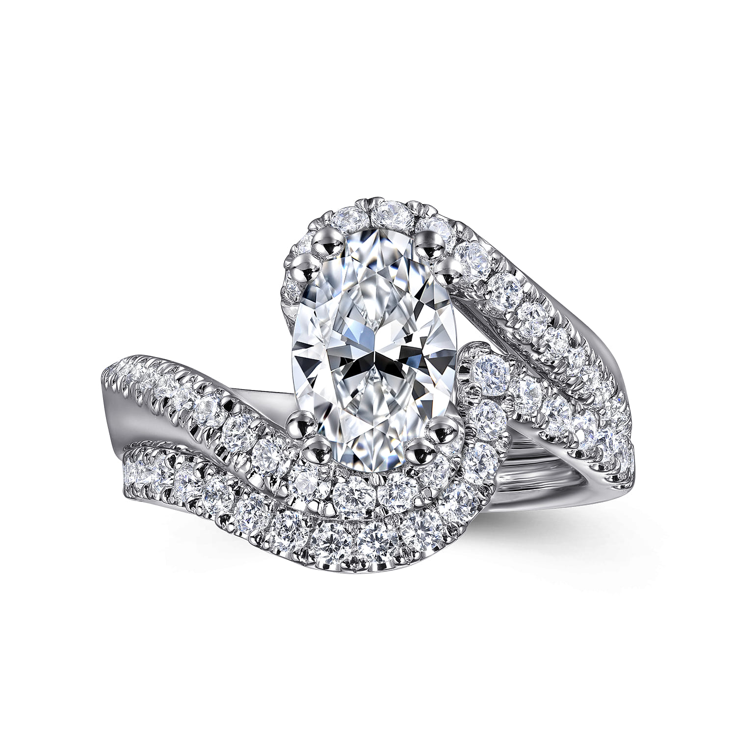 Oval Bypass Ring in 14k White Gold | Gabriel & Co. ER16438O6W44JJ