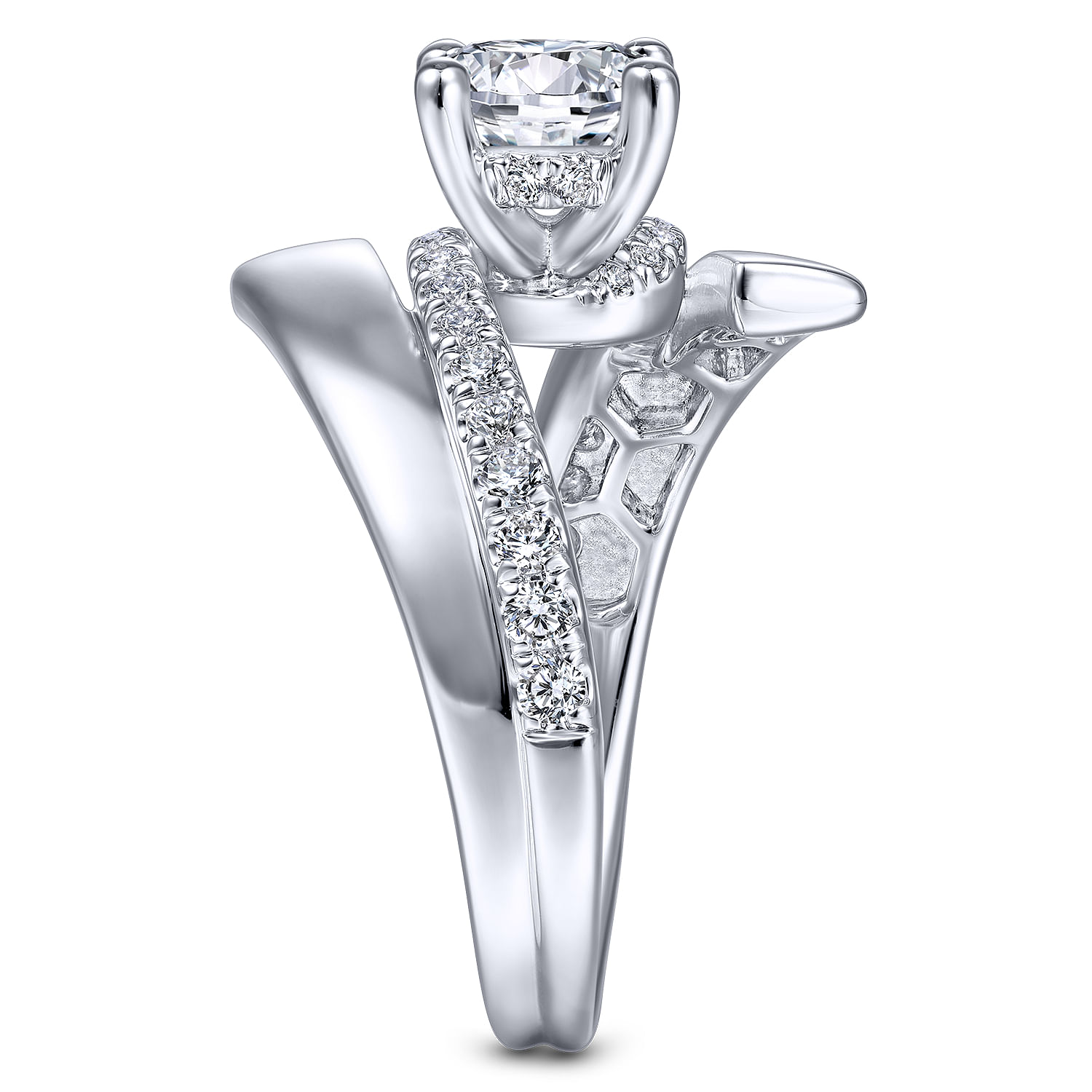 Round Bypass Ring in 14k White Gold | Gabriel & Co. ER14613R4W44JJ
