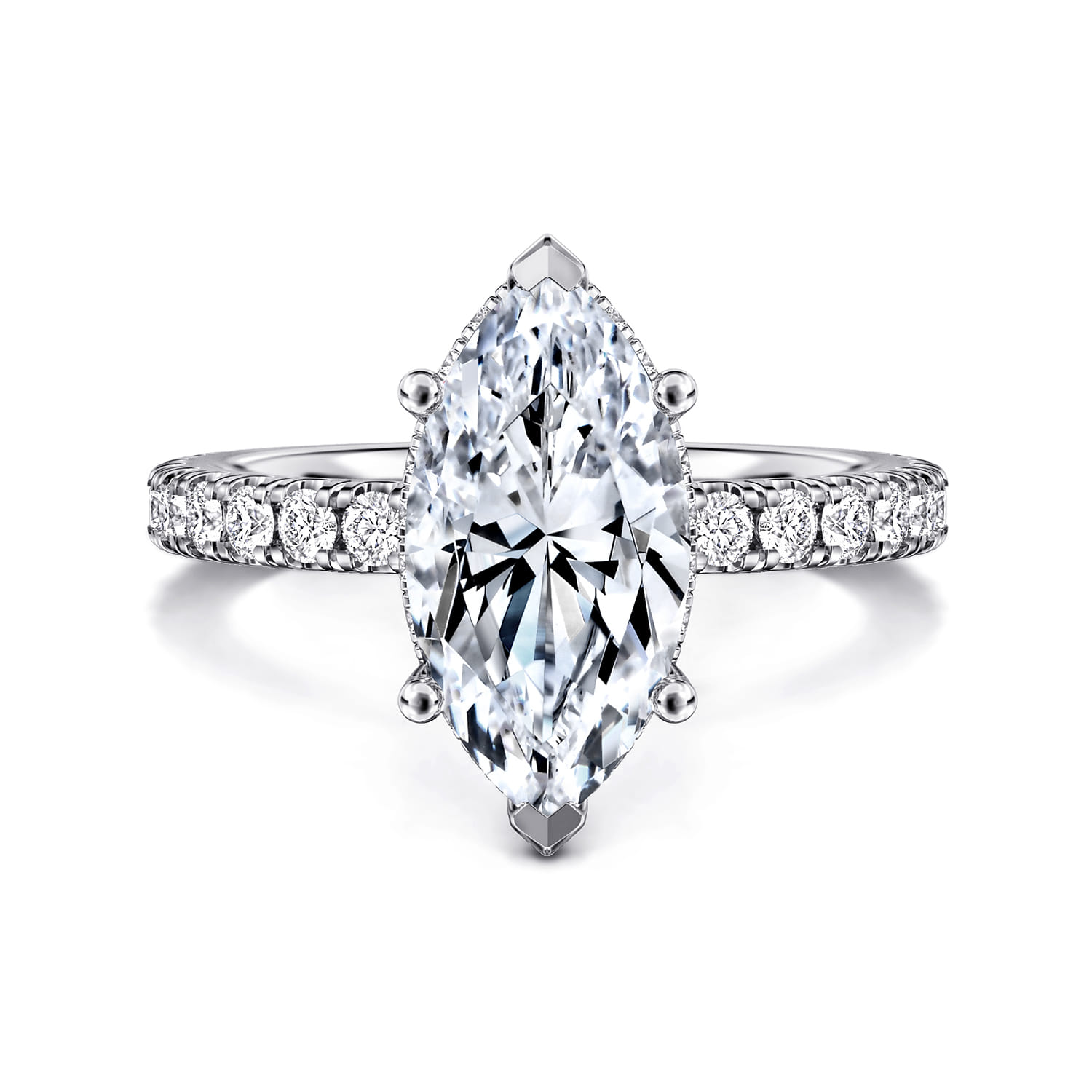 Marquise Hidden Halo Ring in 14k White Gold | Gabriel & Co. ER14649M12W44JJ