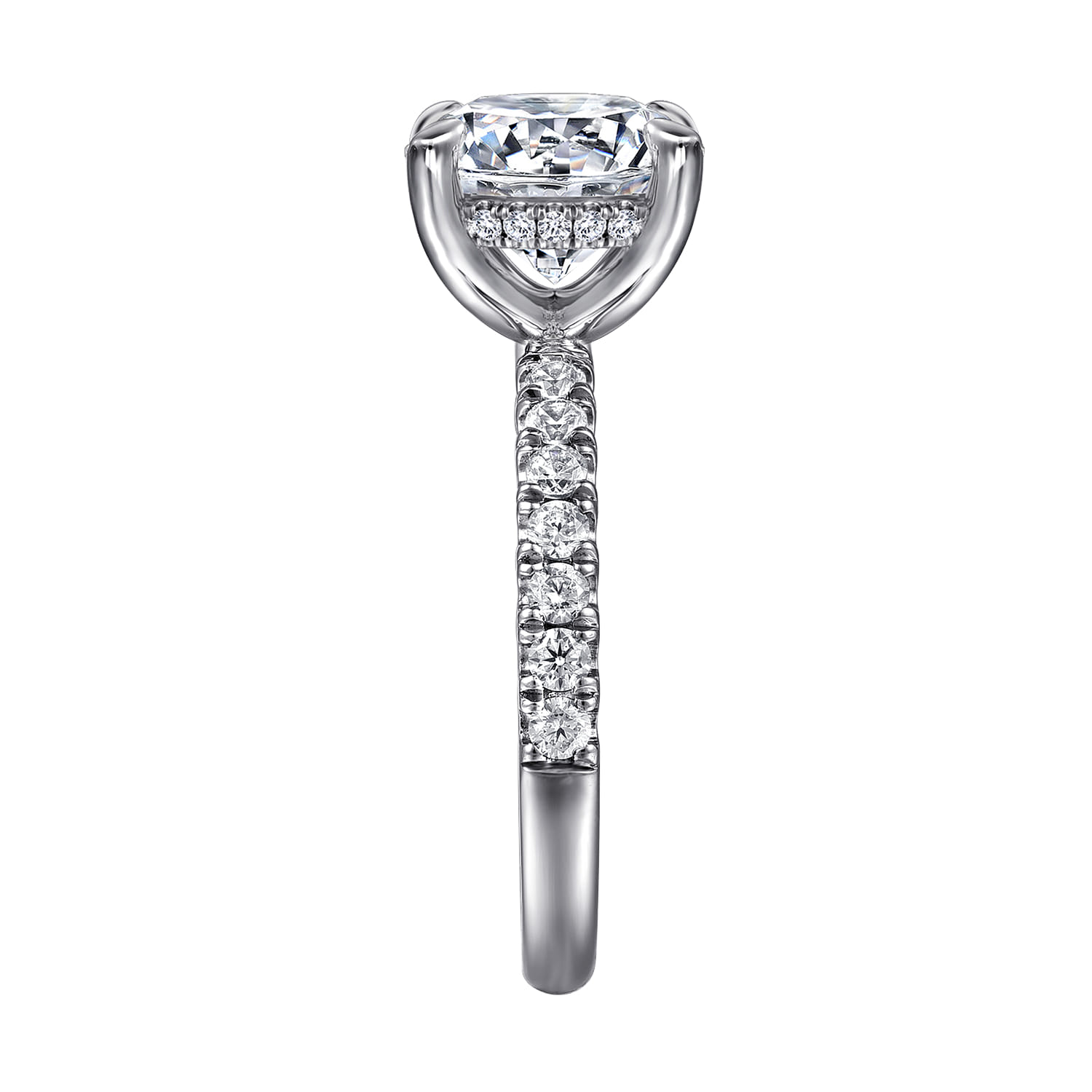 14K White Gold Round Hidden Halo Diamond Engagement Ring @ $2375. Shop ...