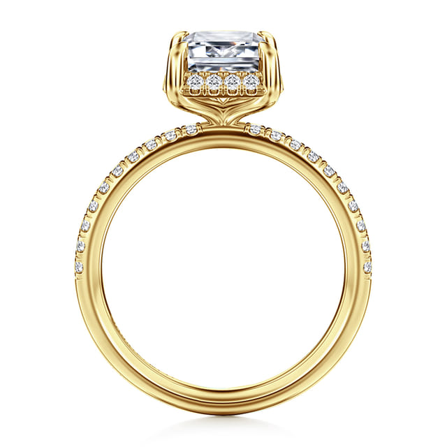 Emerald Cut Hidden Halo Ring in 14k Yellow Gold | Gabriel & Co ...