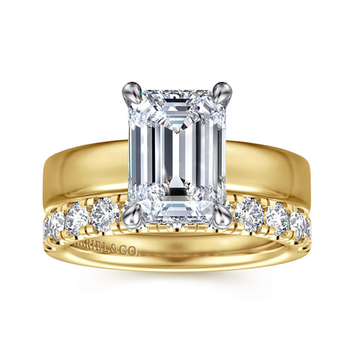 Emerald Cut Hidden Halo Ring in 14k Yellow/white Gold | Gabriel & Co ...
