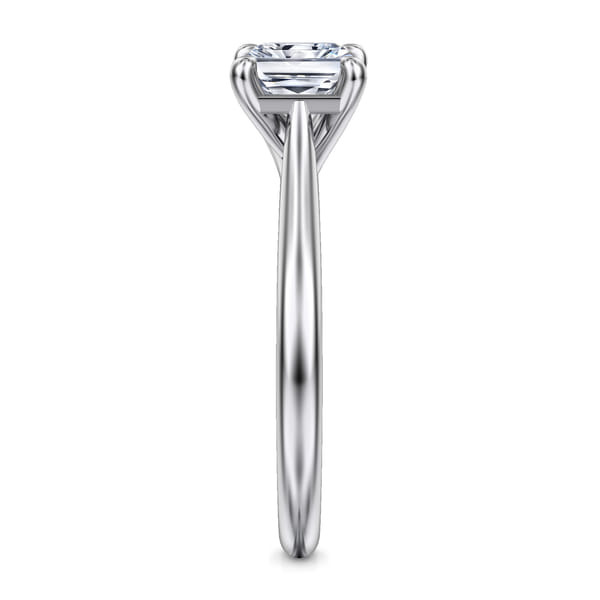 14K White Gold Horizontal Rectangular Radiant Solitaire Engagement Ring ...