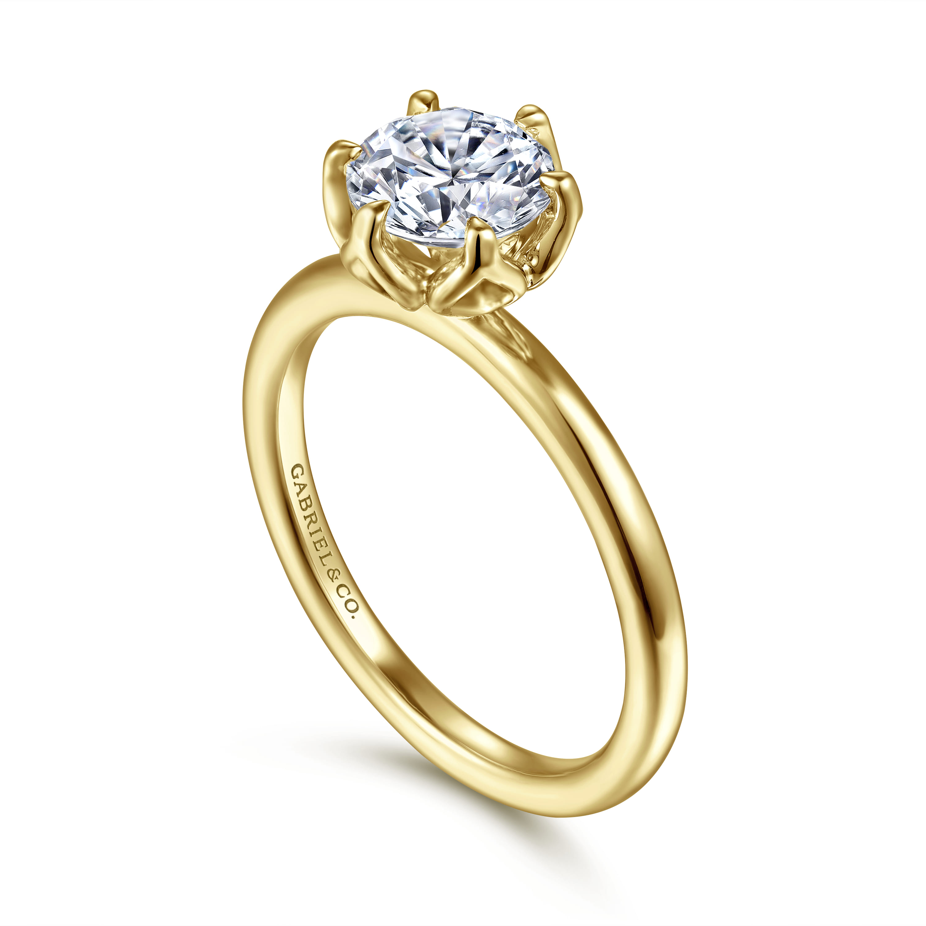 Round Solitaire Ring in 14k Yellow Gold | Gabriel & Co. ER15761R4Y4JJJ
