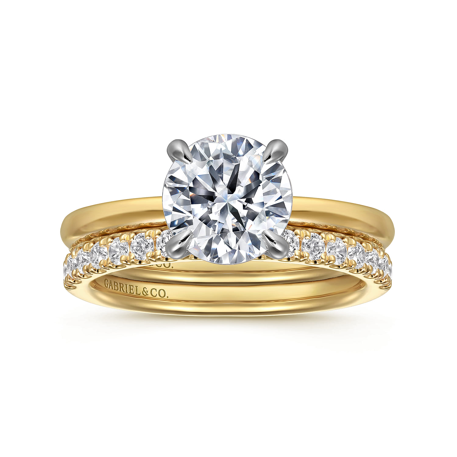 Round Solitaire Ring in 14k Yellow/white Gold | Gabriel & Co ...