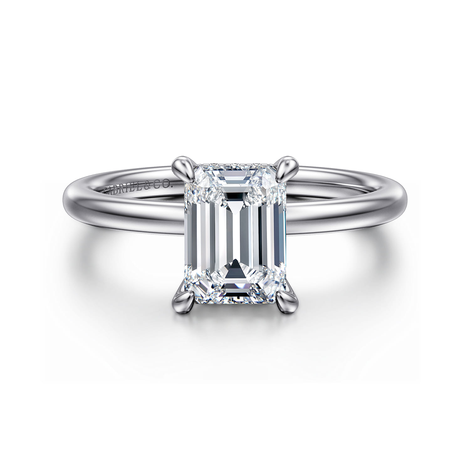 Emerald Cut Solitaire Ring in 18k White Gold | Gabriel & Co. ER15972E6W84JJ