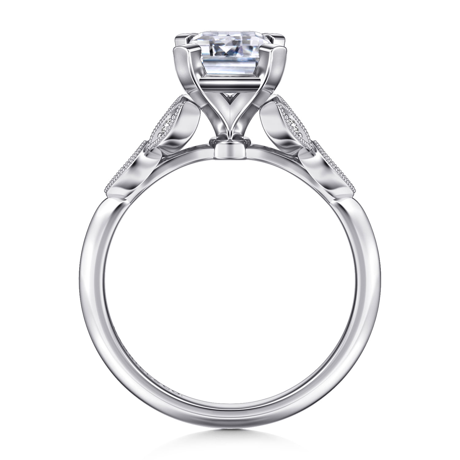 Emerald Cut Split Shank Ring in 14k White Gold | Gabriel & Co ...