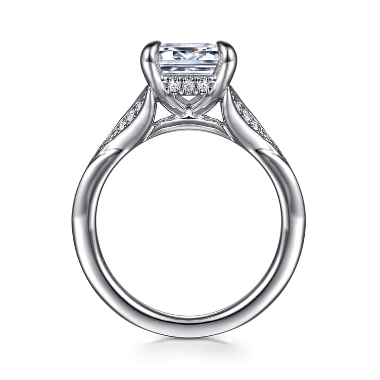 Emerald Cut Split Shank Ring in 14k White Gold | Gabriel & Co ...
