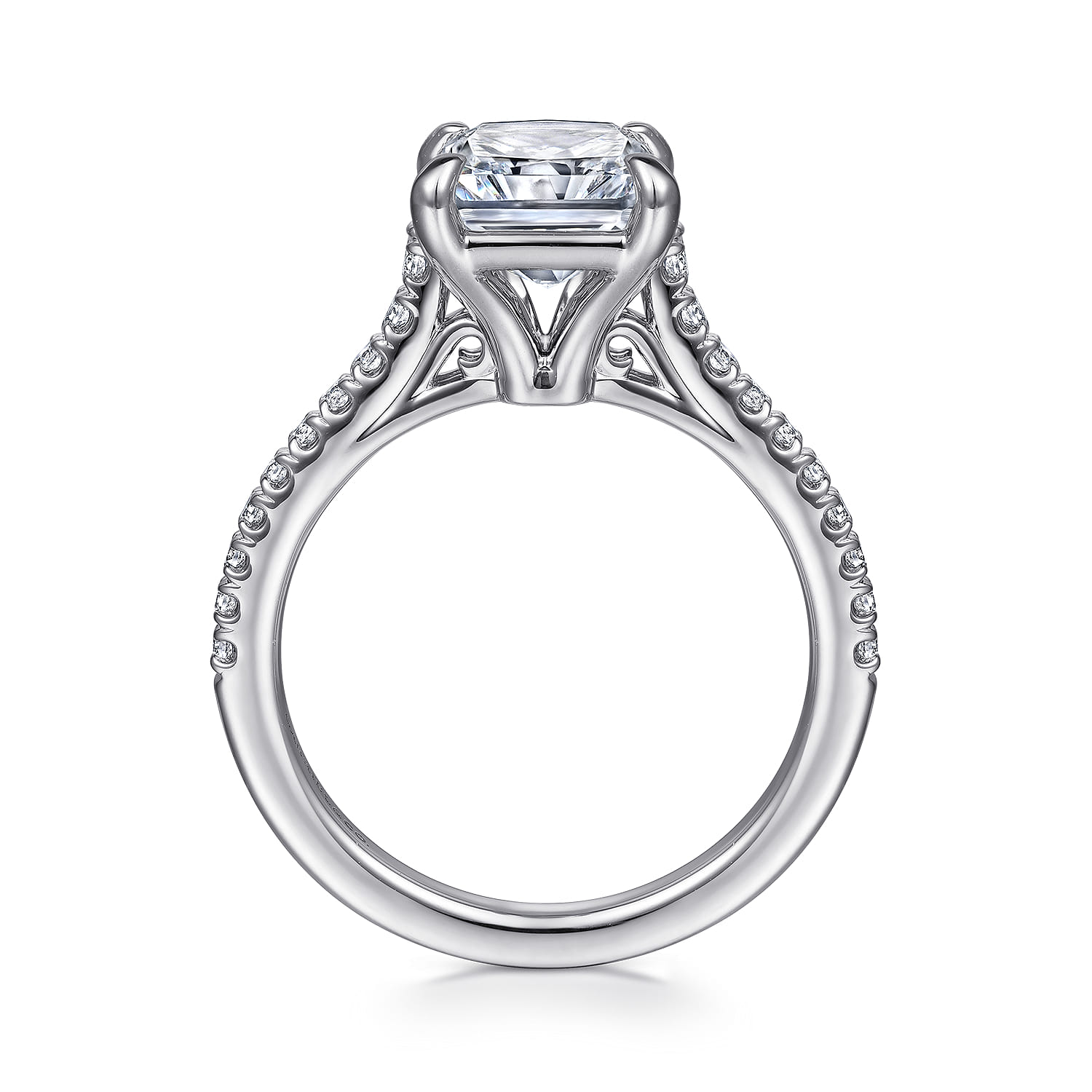 14K White Gold Rectangular Radiant Cut Diamond Engagement Ring @ $1975 ...