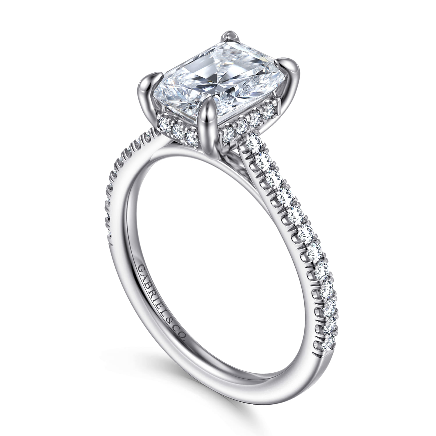 Radiant Cut Straight Ring in 14k White Gold | Gabriel & Co. ER16131N8W44JJ