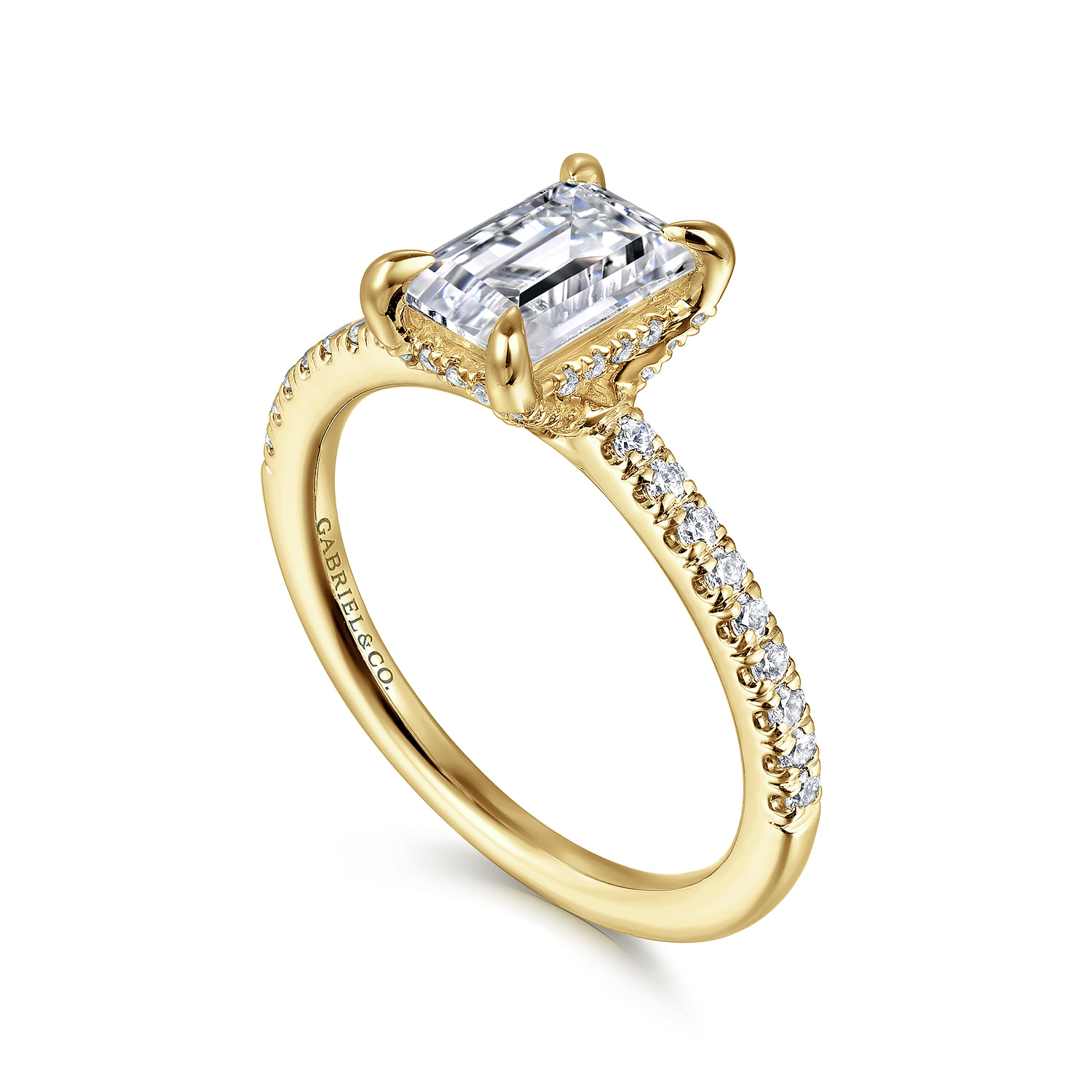 Emerald Cut Straight Ring in 14k Yellow Gold | Gabriel & Co. ER16321E6Y44JJ