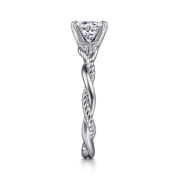 14K White Gold Round Twisted Diamond Engagement Ring @ $1575. Shop ...