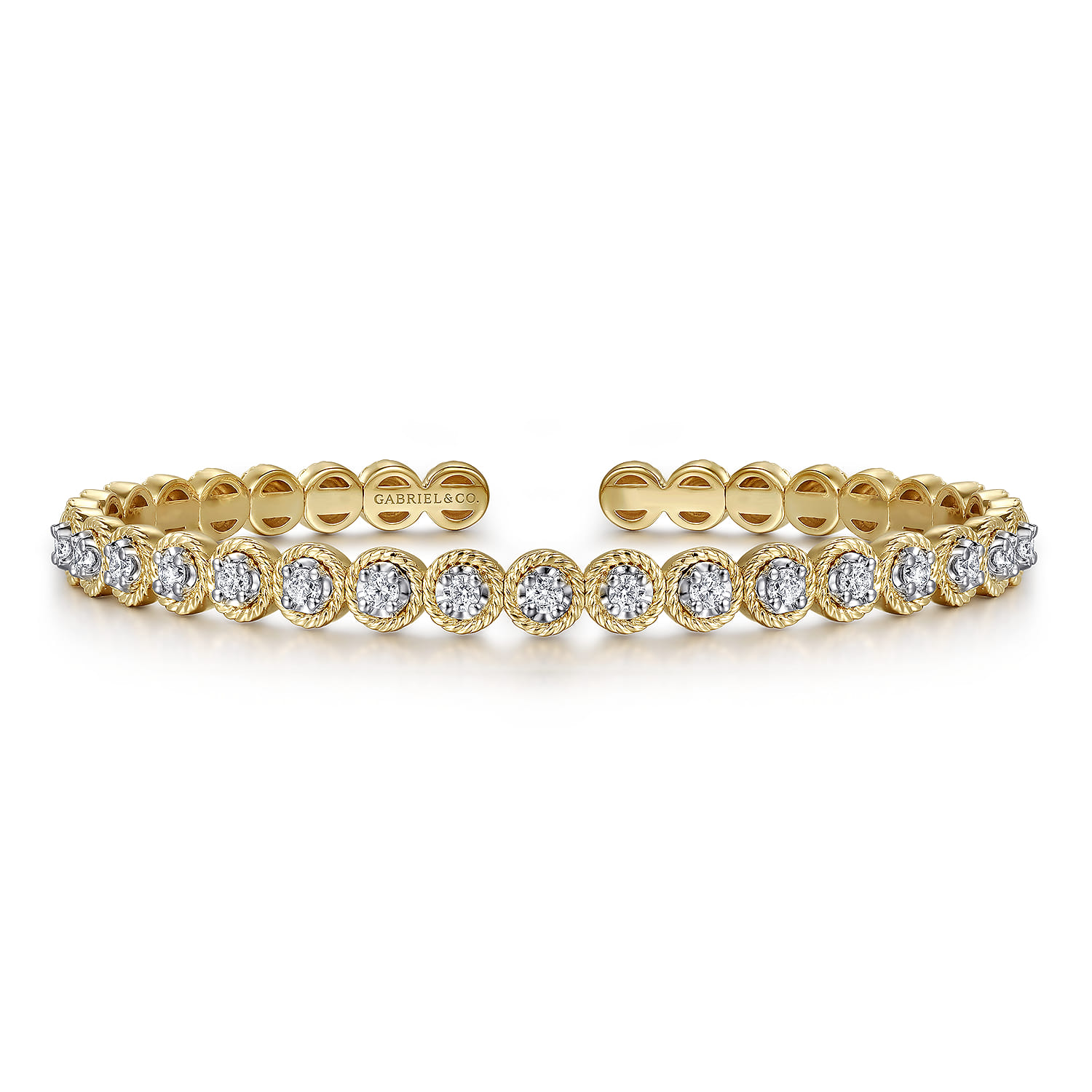14k Yellow/white Gold Hampton Bangle Bracelet. SKU: BG4952-62M45JJ ...