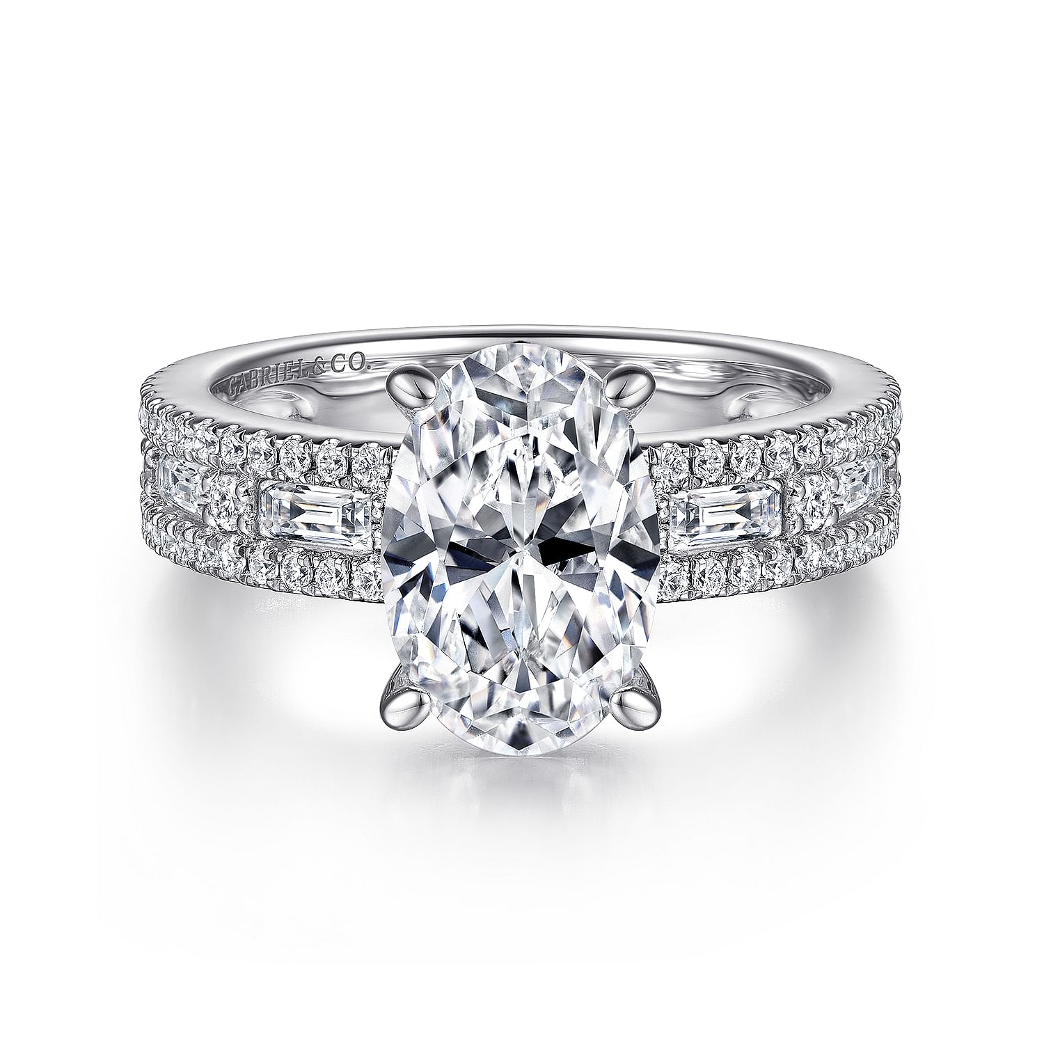 Uliana 14K White Gold Wide Band Oval Diamond Engagement Ring
