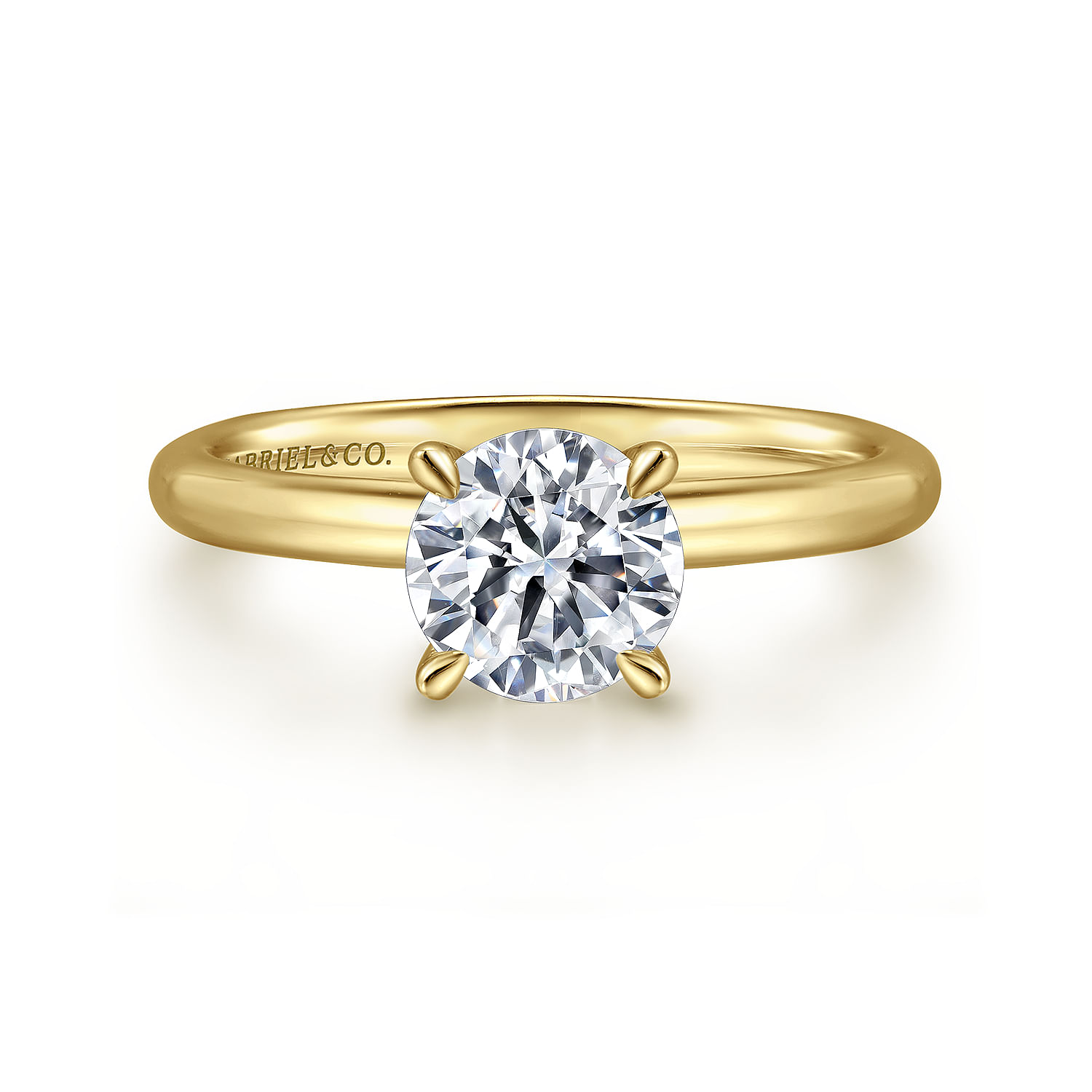 Round Solitaire Ring in 14k Yellow Gold | Gabriel & Co. ER15619R4Y4JJJ