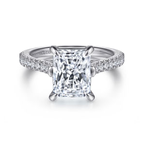 14K White Gold Rectangular Radiant Cut Diamond Engagement Ring @ $1975 ...