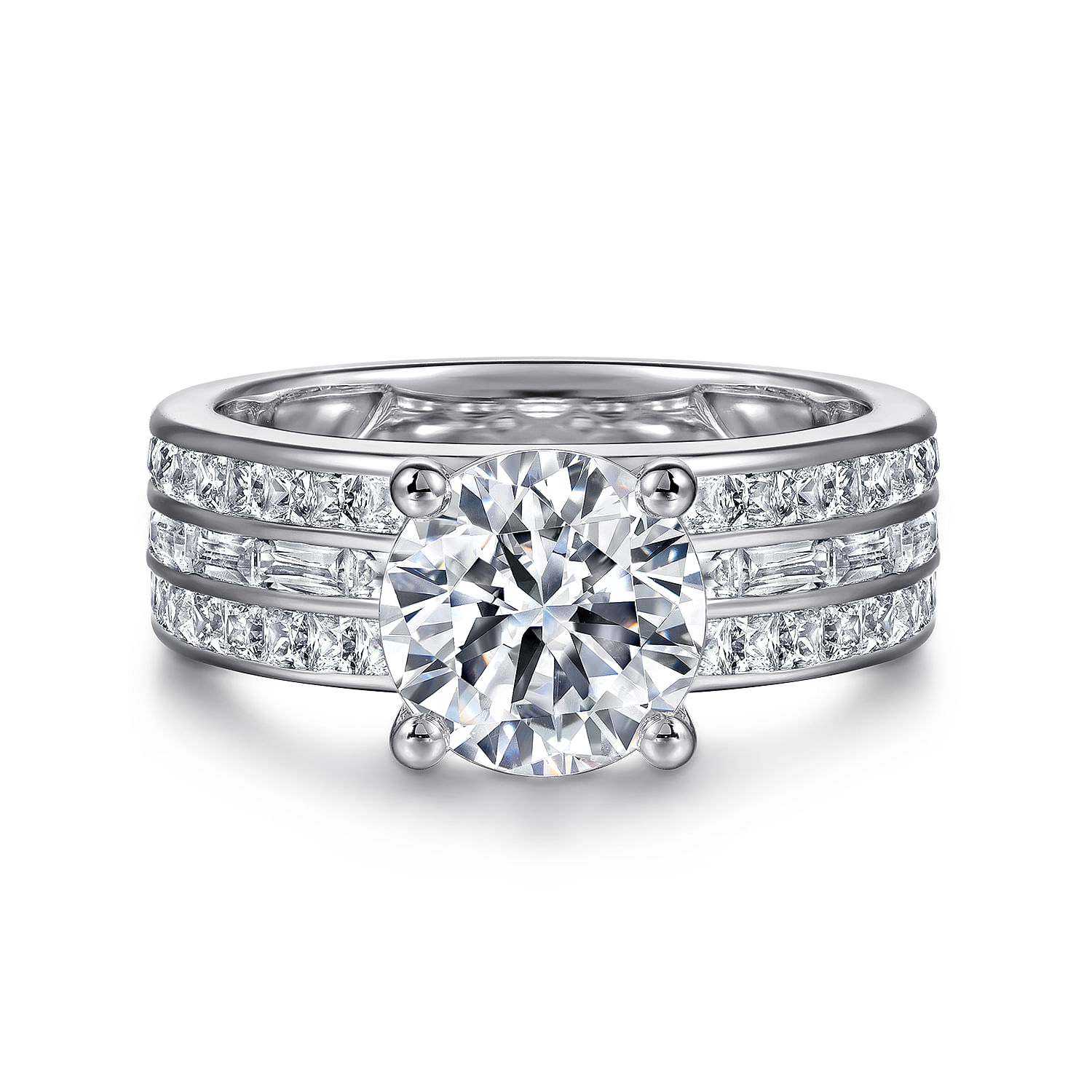 14K White Gold Round Wide Band Engagement Ring @ $6000. Shop Jewelry ...