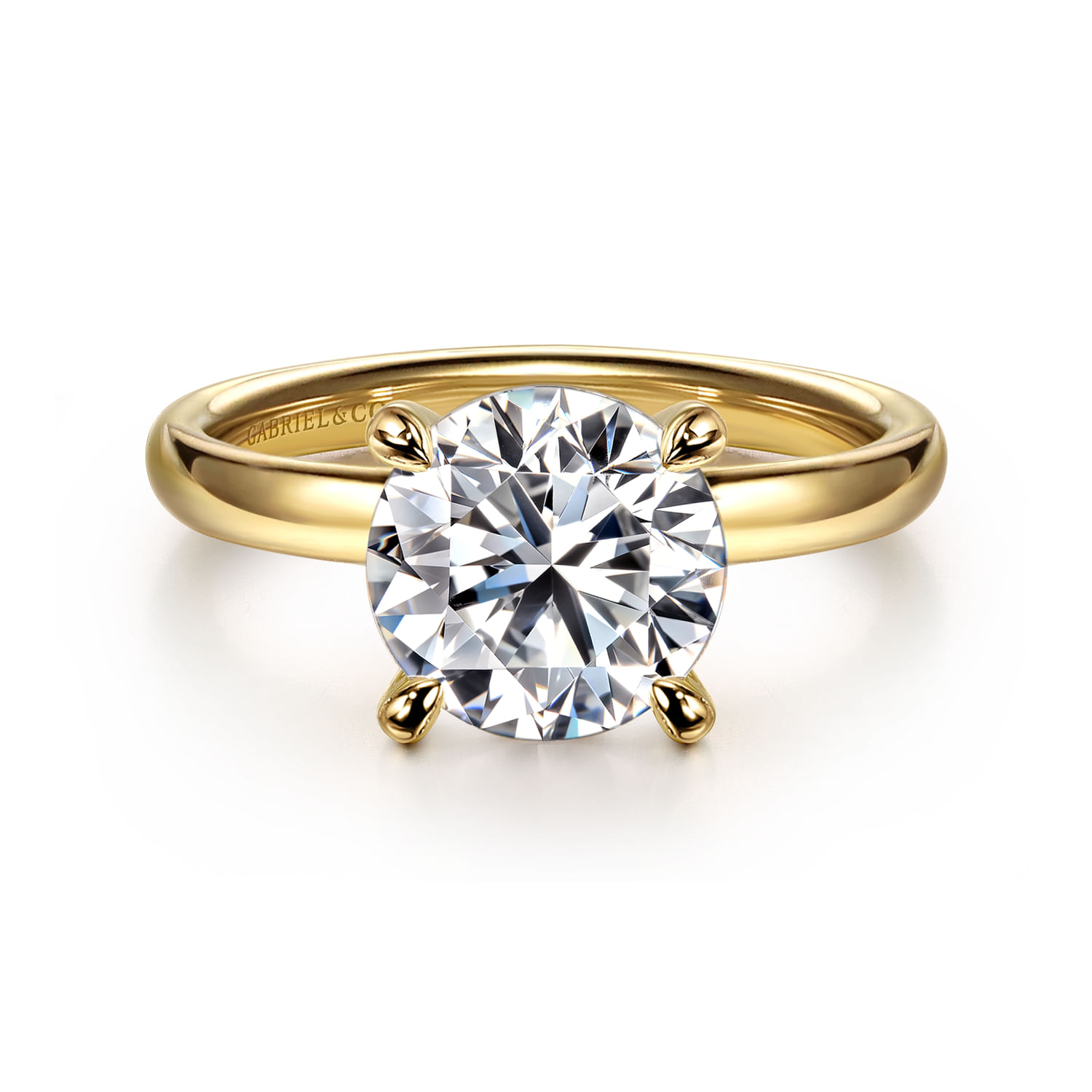 Round Solitaire Ring in 14k Yellow Gold | Gabriel & Co. ER16571R8Y4JJJ