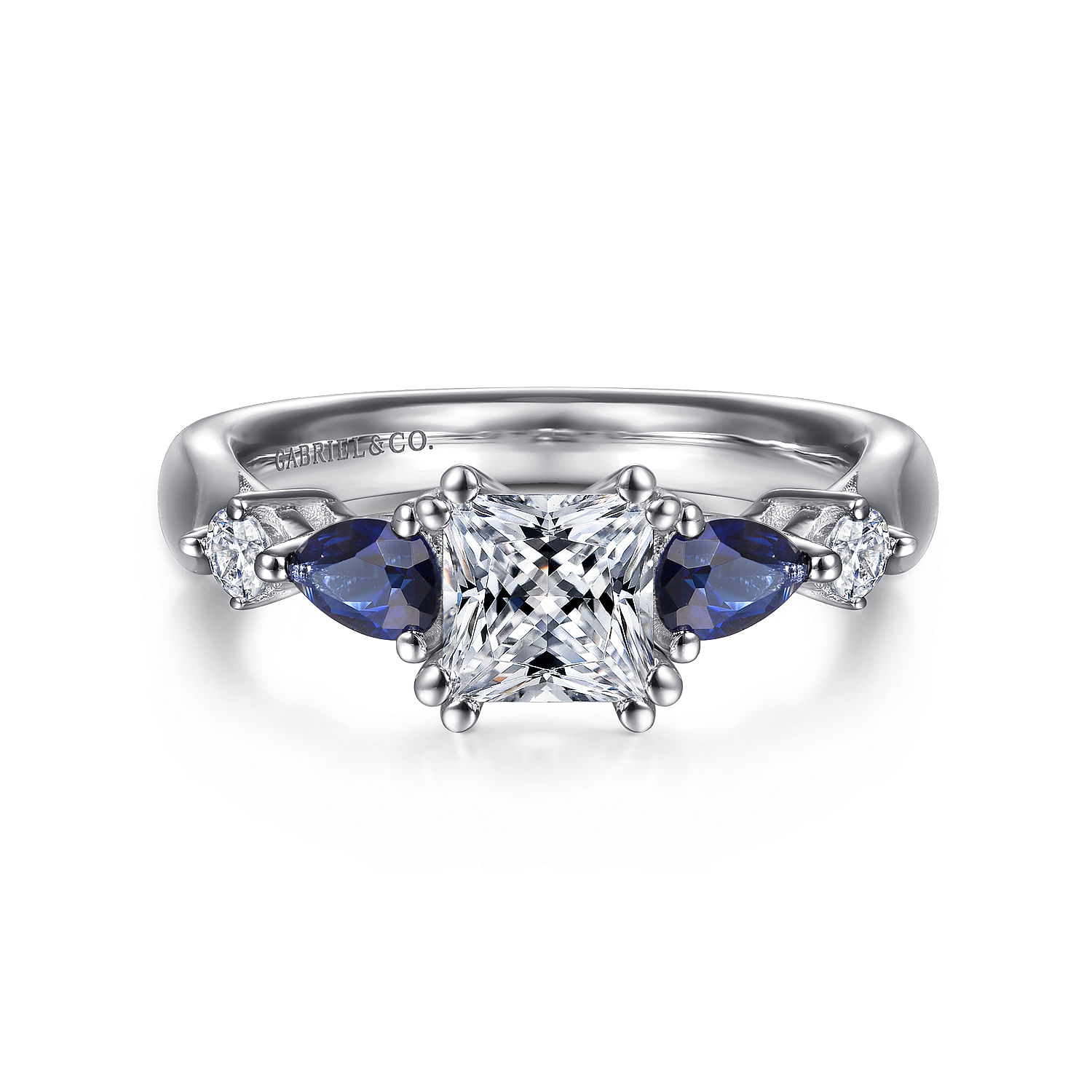Princess cut diamond with sapphire side stones store