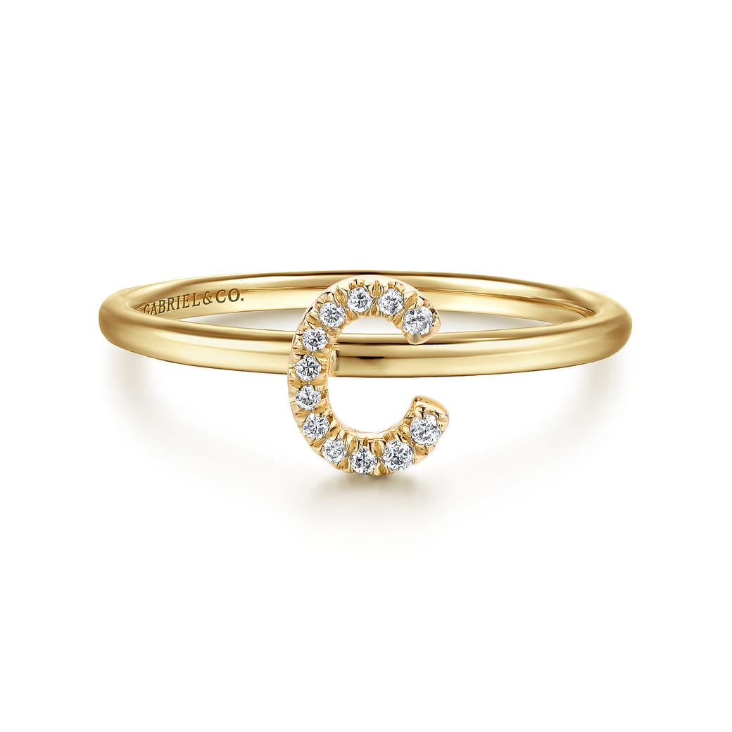 The Letter C In Diamonds Copy Of Cursive Diamond Initial Necklace
