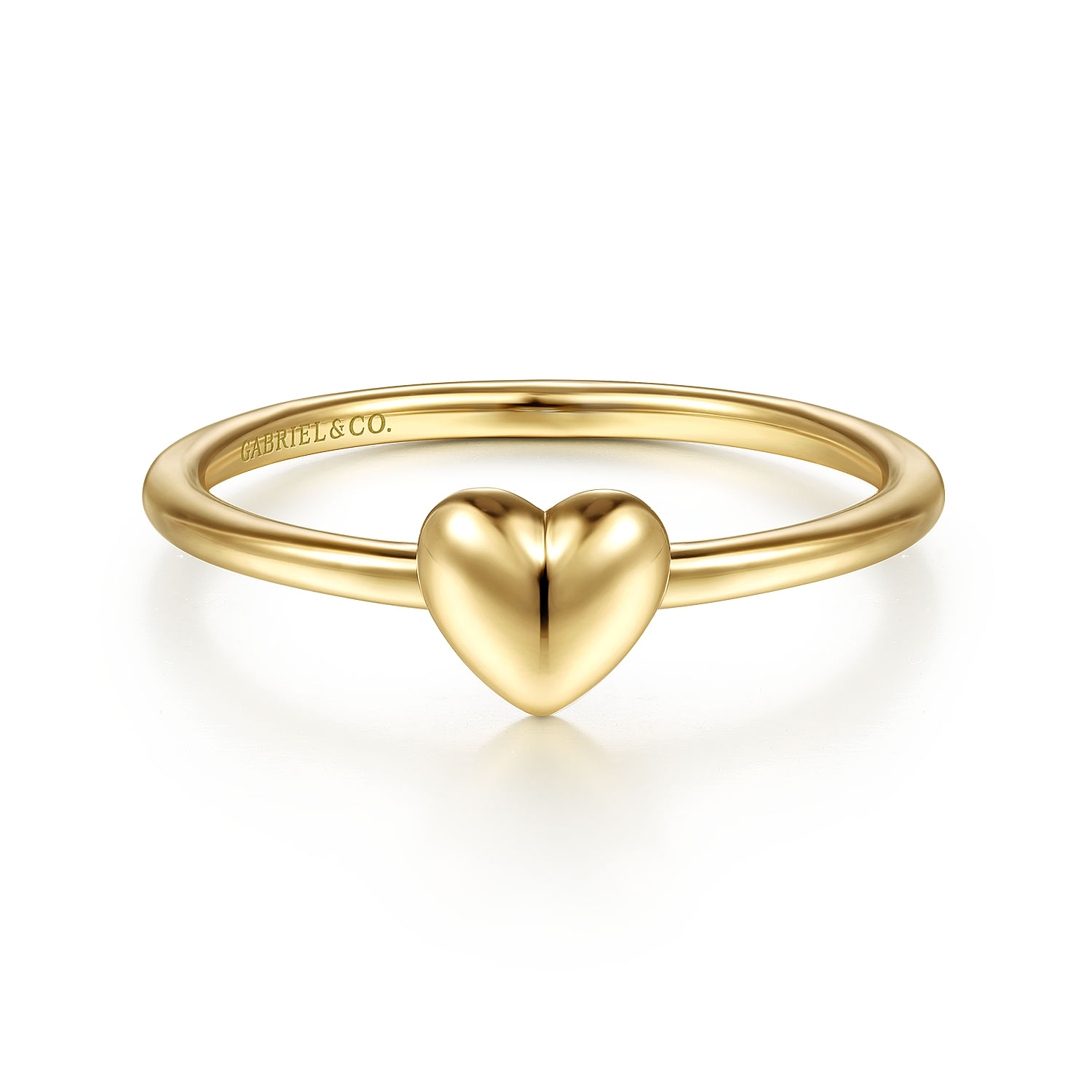 14K Yellow Gold Puffed Heart Ring @ $375. Shop Ladies Rings | Gabriel & Co.