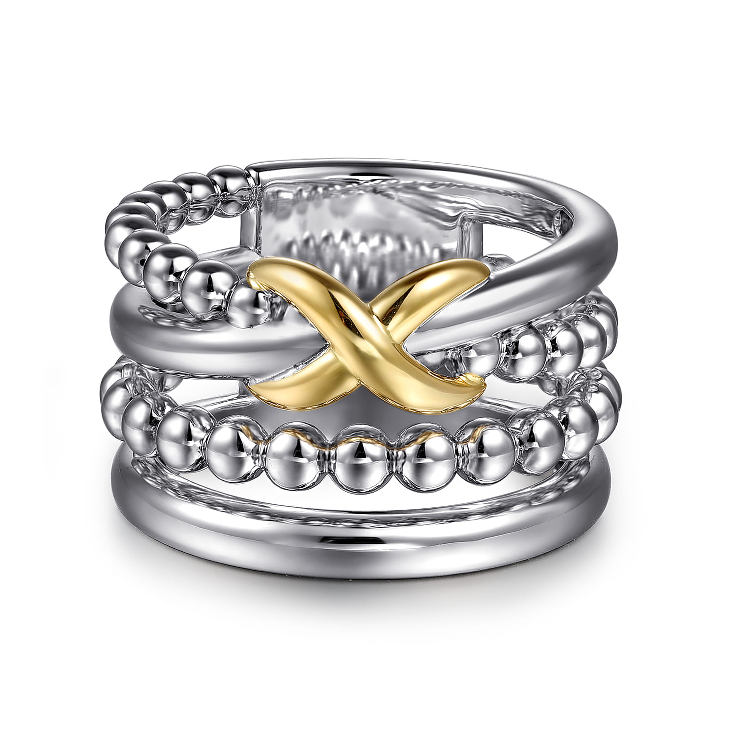 925 Sterling Silver and 14K Yellow Gold Bujukan Criss Cross Easy ...